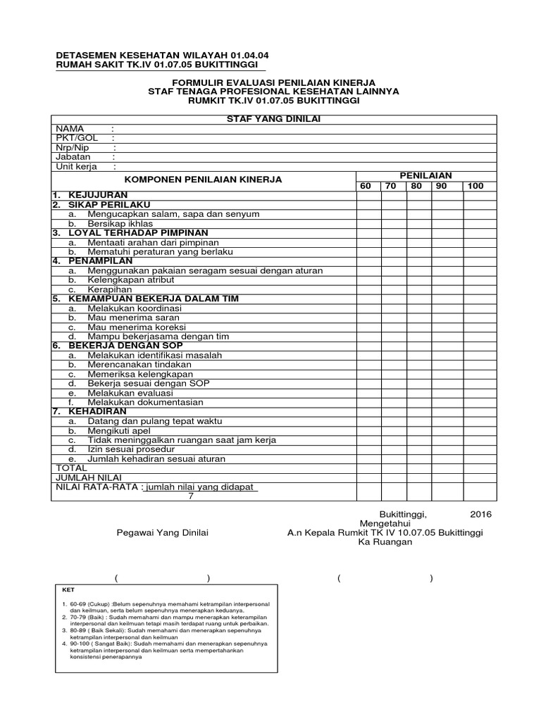 Formulir Evaluasi Kinerja | PDF