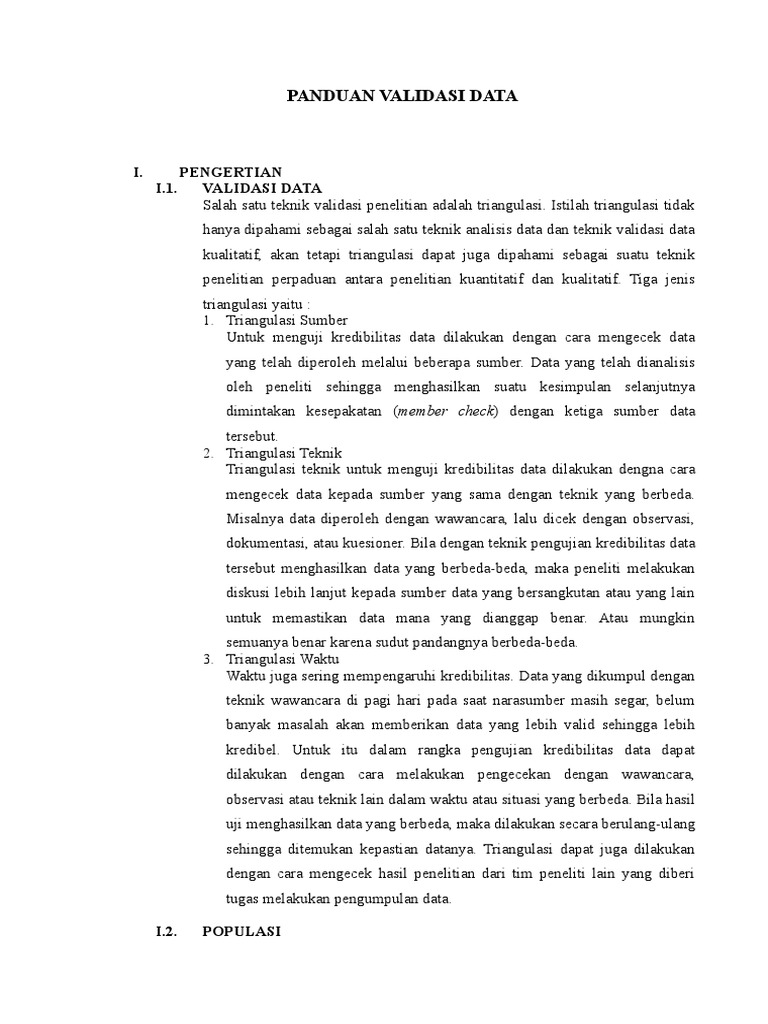 Panduan Validasi Data | PDF