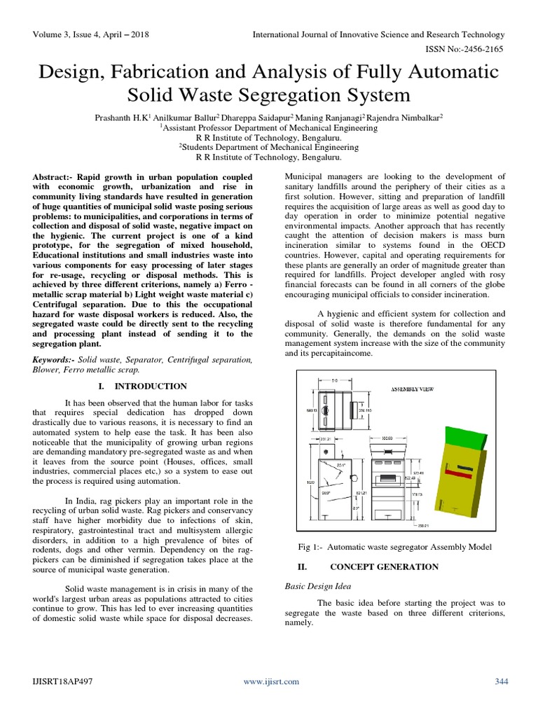 Design Fabrication and Analysis of Fully Automatic Solid Waste ...