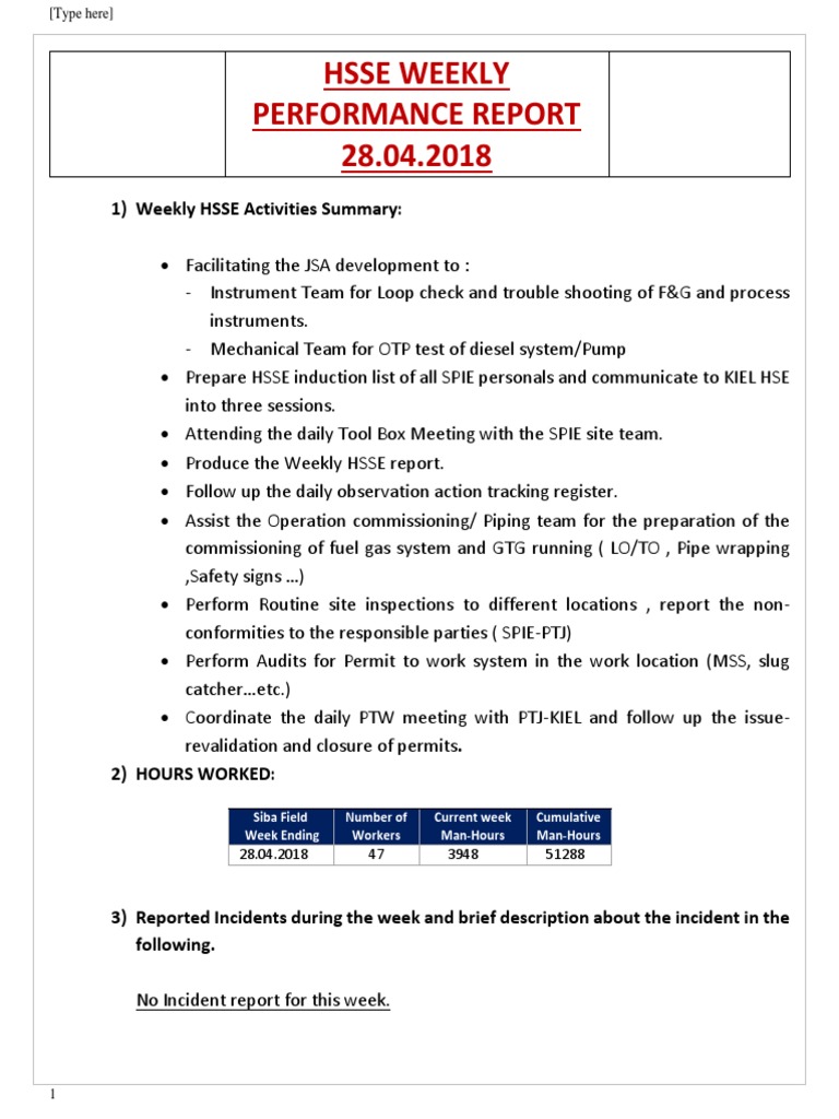 Model For HSSE Report | PDF | Safety | Business