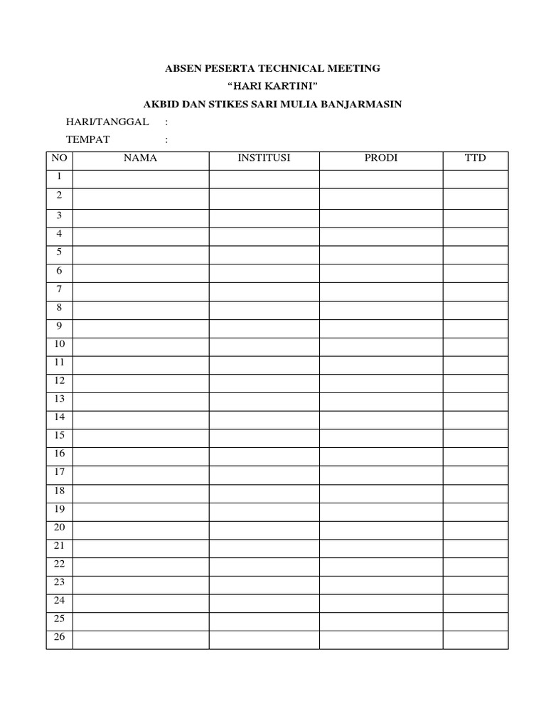 Absen Peserta Technical Meeting | PDF