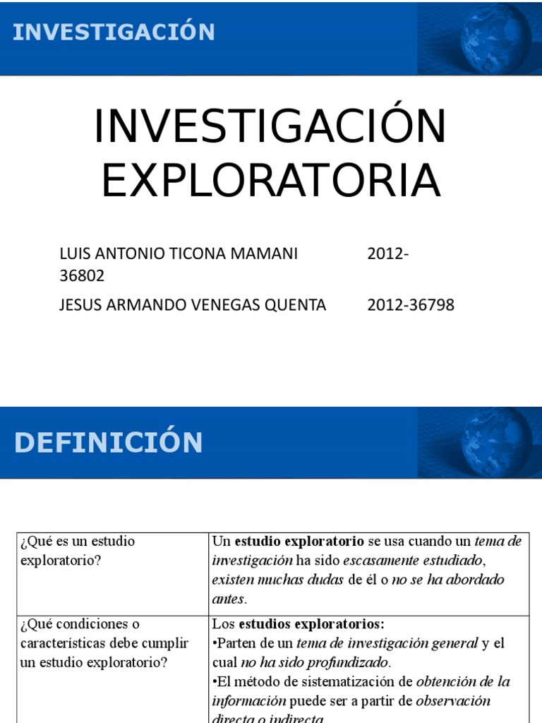 Investigación Exploratoria | PDF | Hipótesis | Estadísticas