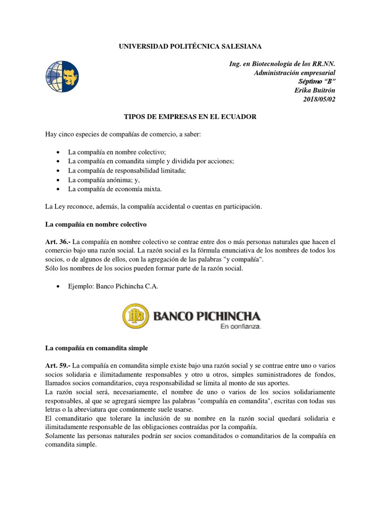 Tipos de Empresas en Ecuador | PDF | Business | Economias