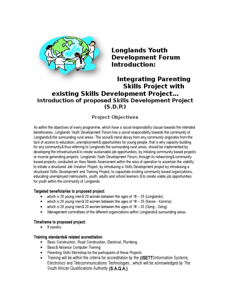 Skills Development Project Proposal | PDF | Youth | Economic Development