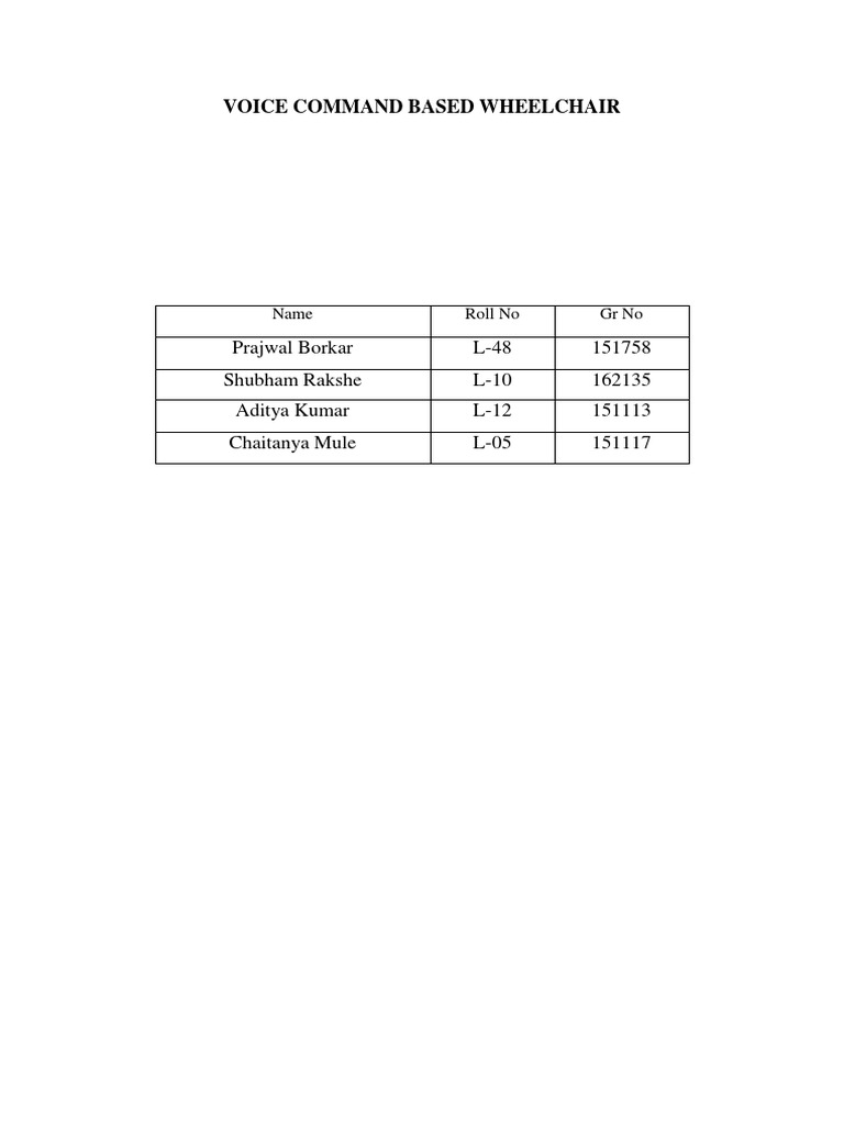 Voice Command Based Wheelchair | PDF | Speech Recognition | Wheelchair