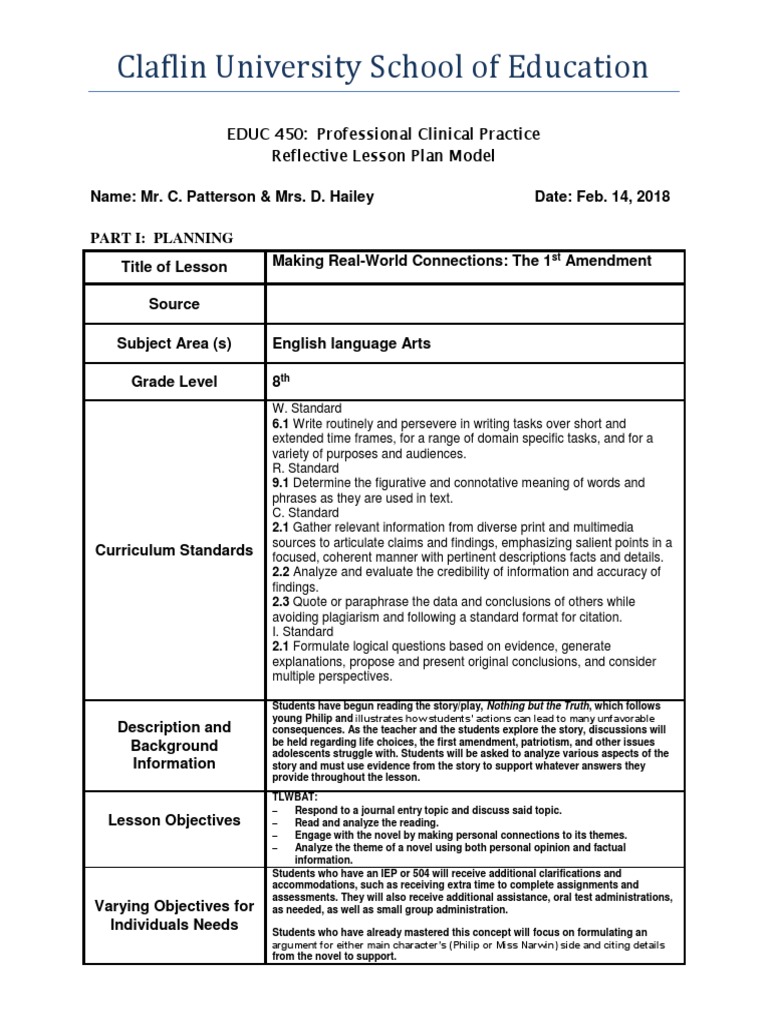 8th Grade Lesson Plan: 1st Amendment Analysis | PDF | First Amendment ...