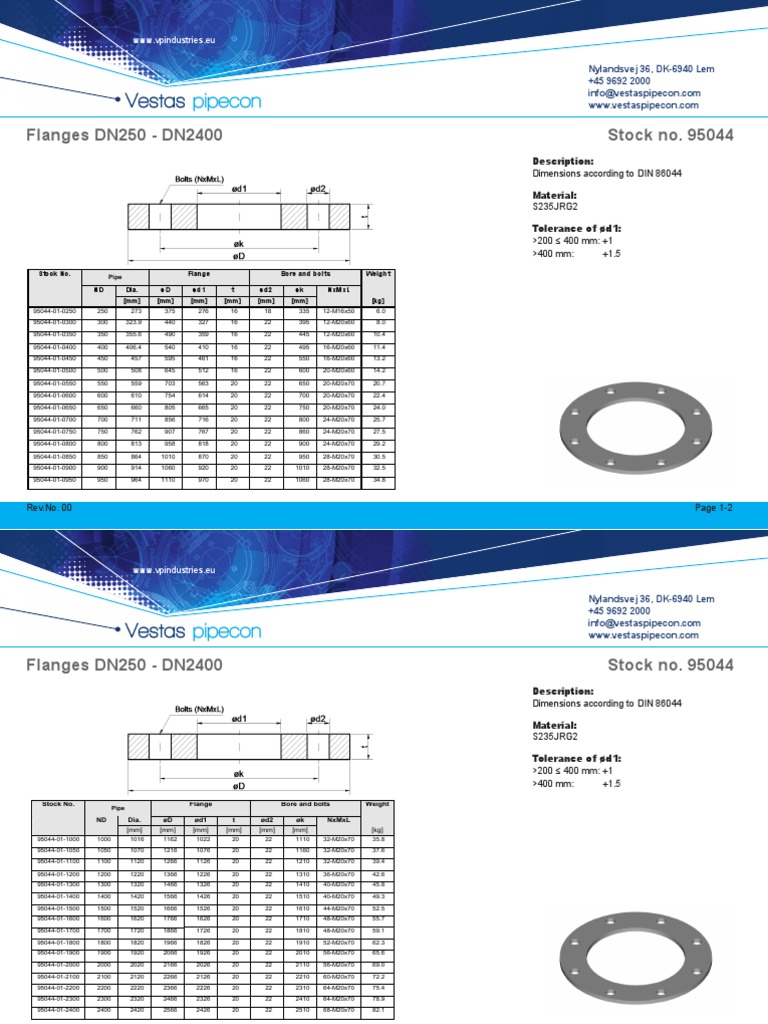 DIN 86044 Flange Dimensions Chart | PDF