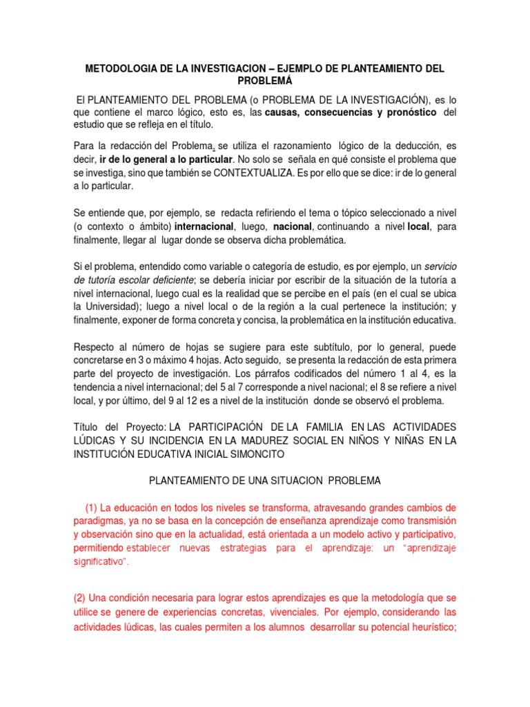 Ejemplo Redaccion Situacion Problematica | Jardín de infancia ...