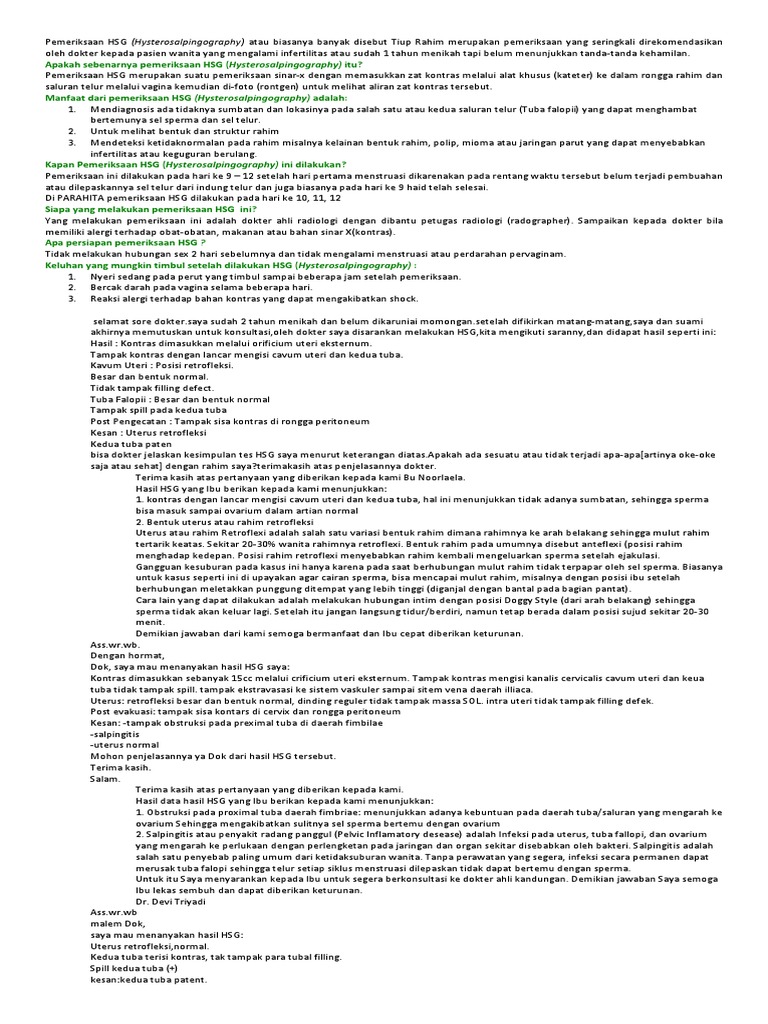 Pemeriksaan HSG | PDF
