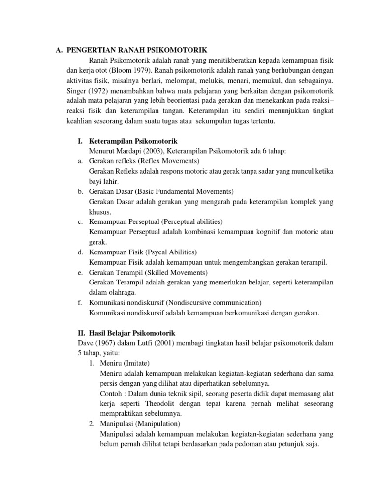 Ranah Psikomotor | PDF
