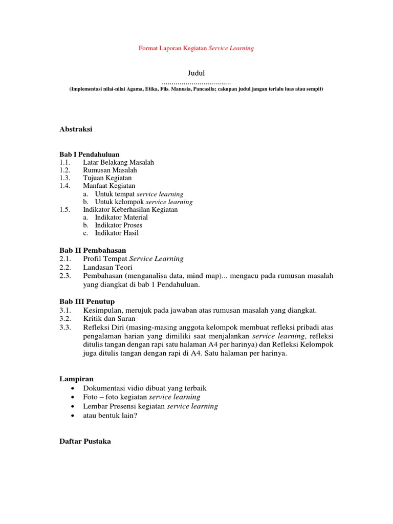 Laporan Kegiatan Service Learning | PDF