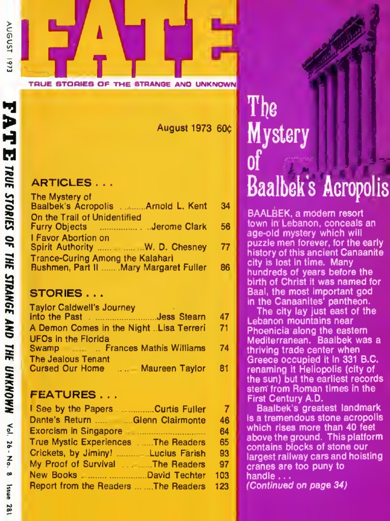 Fate Magazine 281 v26n08 Aug 1973 | PDF | Witchcraft | Emotions