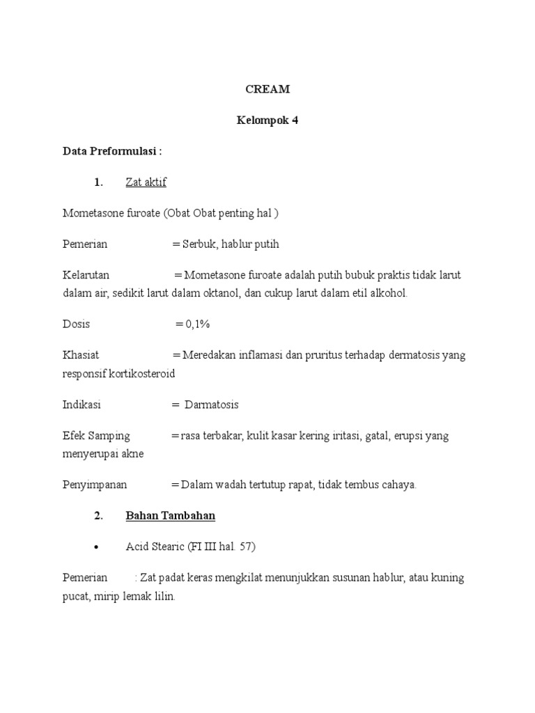 Formula Krim Mometasone Furoate | PDF