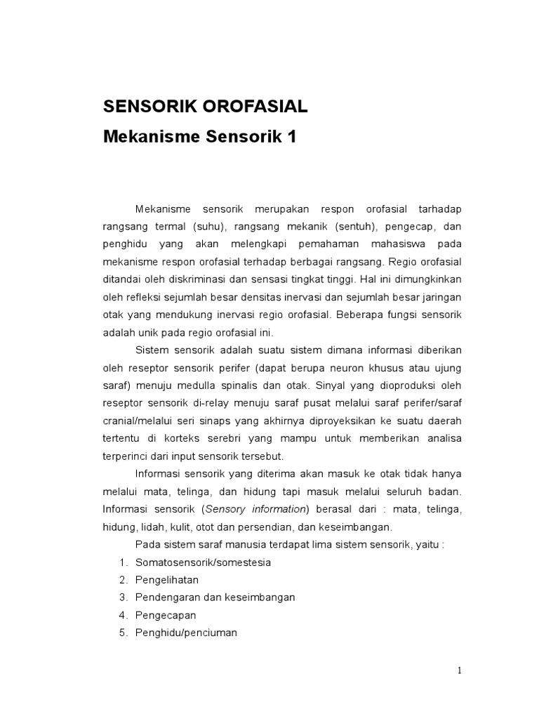 Mekanisme Sensorik 1 | PDF