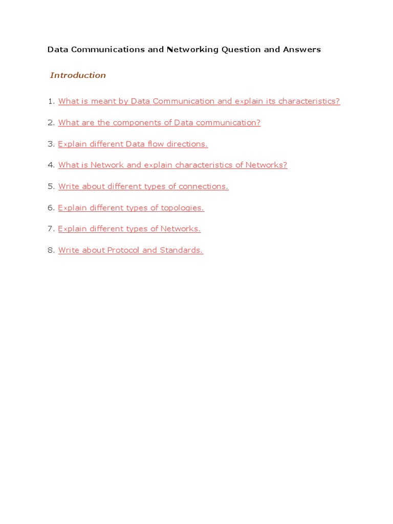 Data Communications and Networking Question and Answers | PDF
