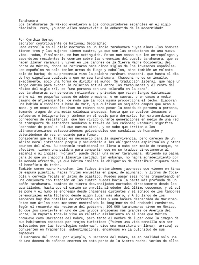 Cultura y desafíos de los tarahumaras | PDF | Chihuahua (estado) | México