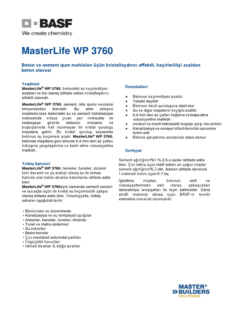 MasterLife WP 3760 | PDF