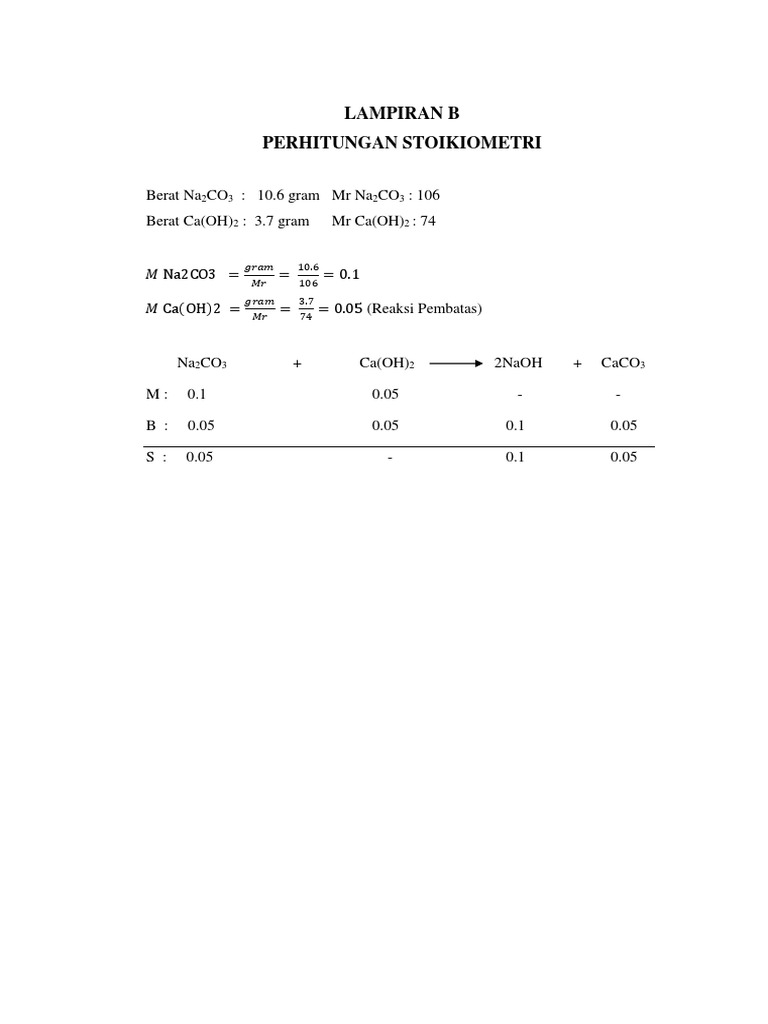 Lampiran B Perhitungan Stoikiometri | PDF