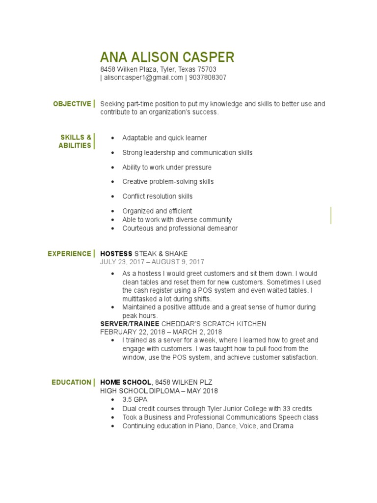 Ana "Alison" Casper Resume | PDF | Leadership | Learning