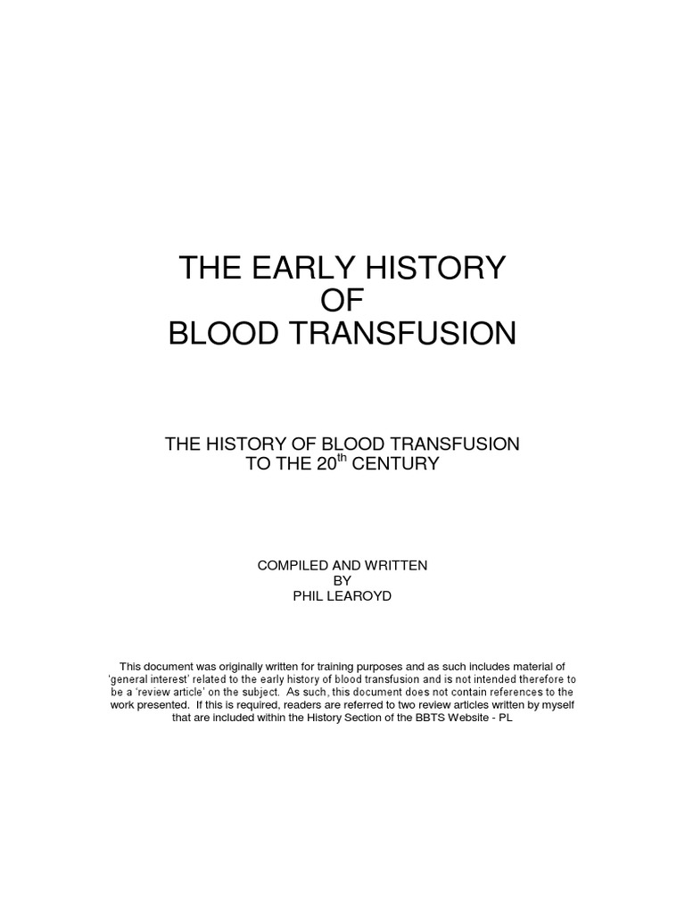 The Early History of Blood Transfusion - MR Phil Learoyd | PDF | Blood ...