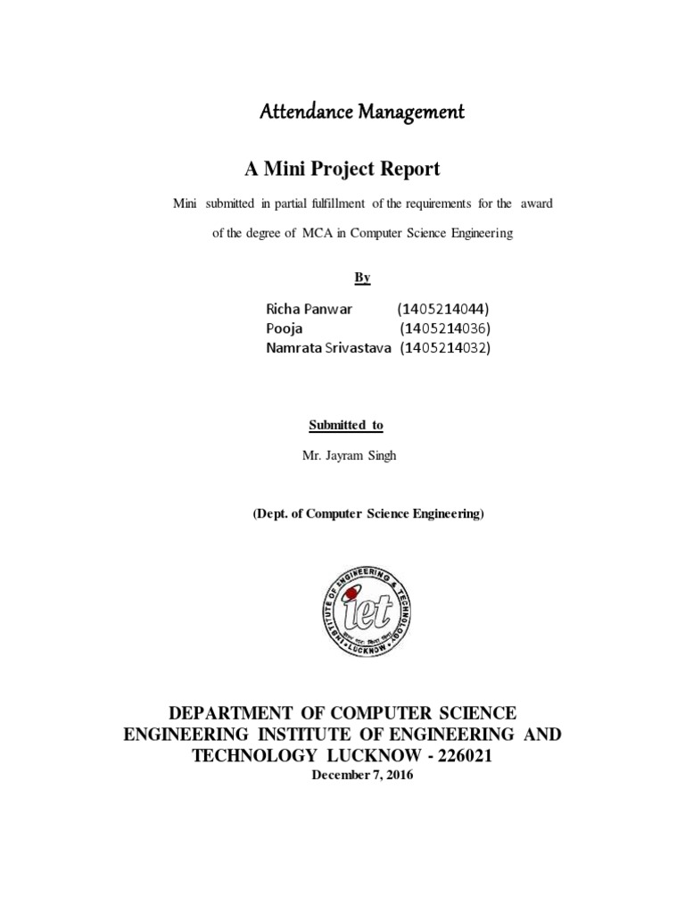 Attendence Management System PDF My Sql Net Beans