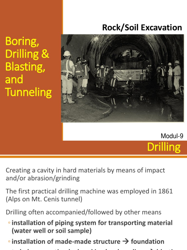 Week9 - Modul-9a Boring, Drilling & Blasting and Tunneling | PDF ...