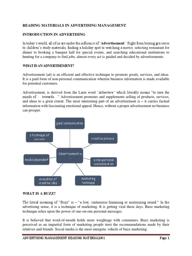 Advertising MGT Reading Materials | PDF | Advertising | Mass Media