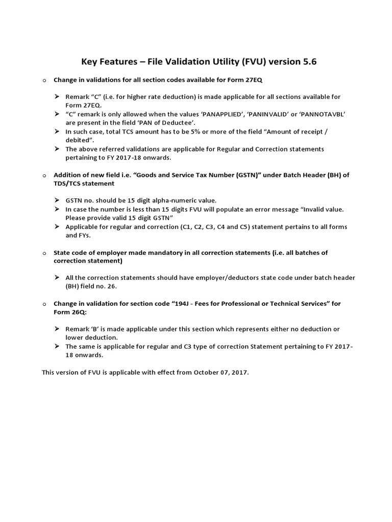 Key Features FVU Version 5.6 | PDF