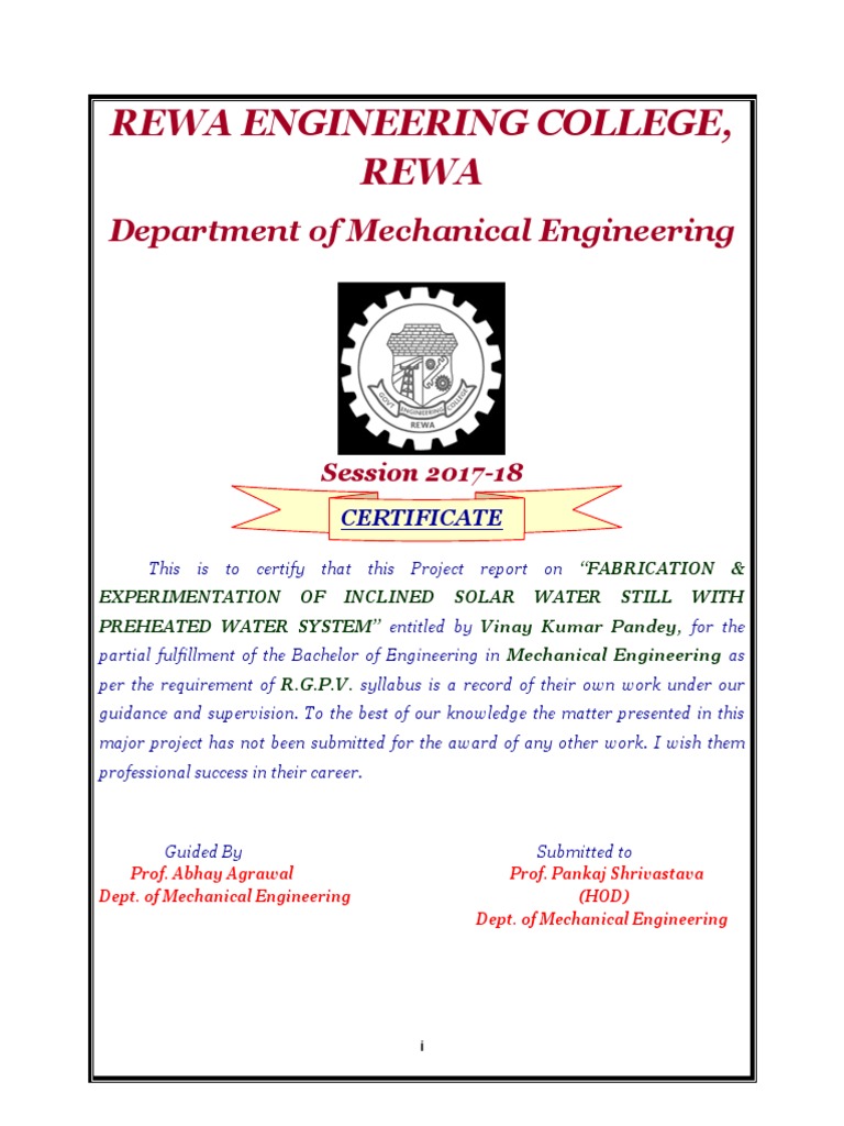 Rewa Engineering College, Rewa: Department of Mechanical Engineering | PDF | Engineering | Science