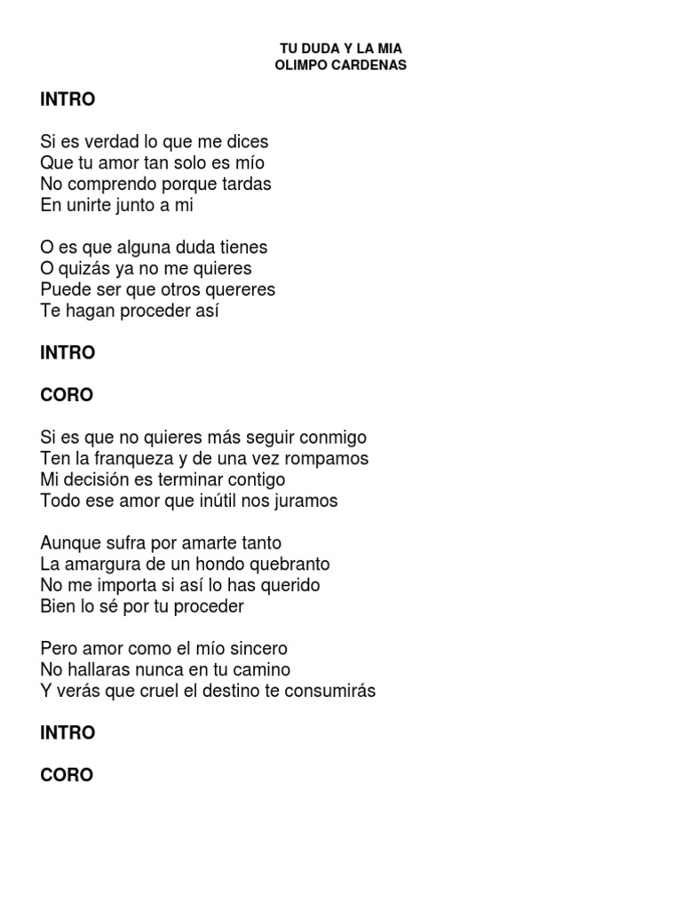 Tu Duda y La Mia | PDF