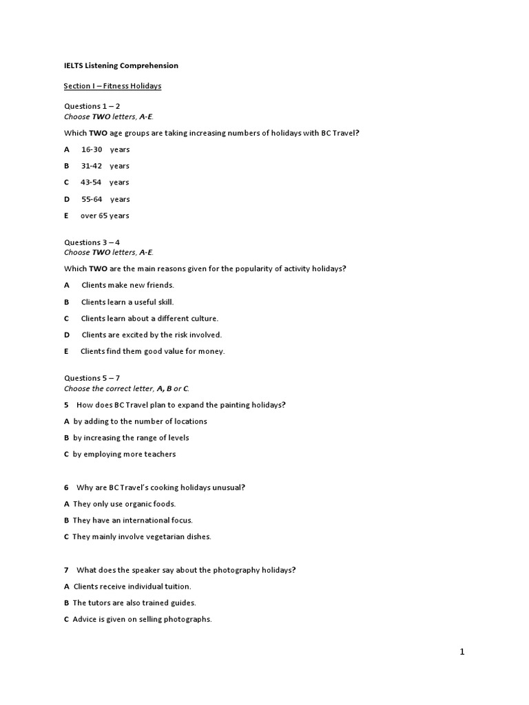 IELTS Listening Comprehension | PDF