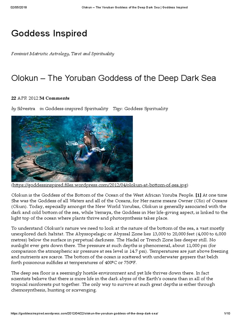 Olokun - The Yoruban Goddess of The Deep Dark Sea - Goddess Inspired ...