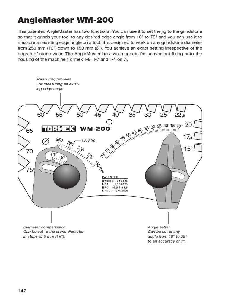 Anglemaster Wm-200: Measuring Grooves For Measuring An Exist-Ing Edge ...