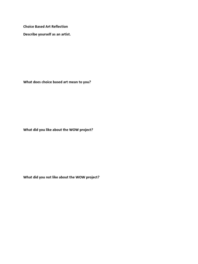 Artist Reflection on Choice-Based Art | PDF | Self-Improvement