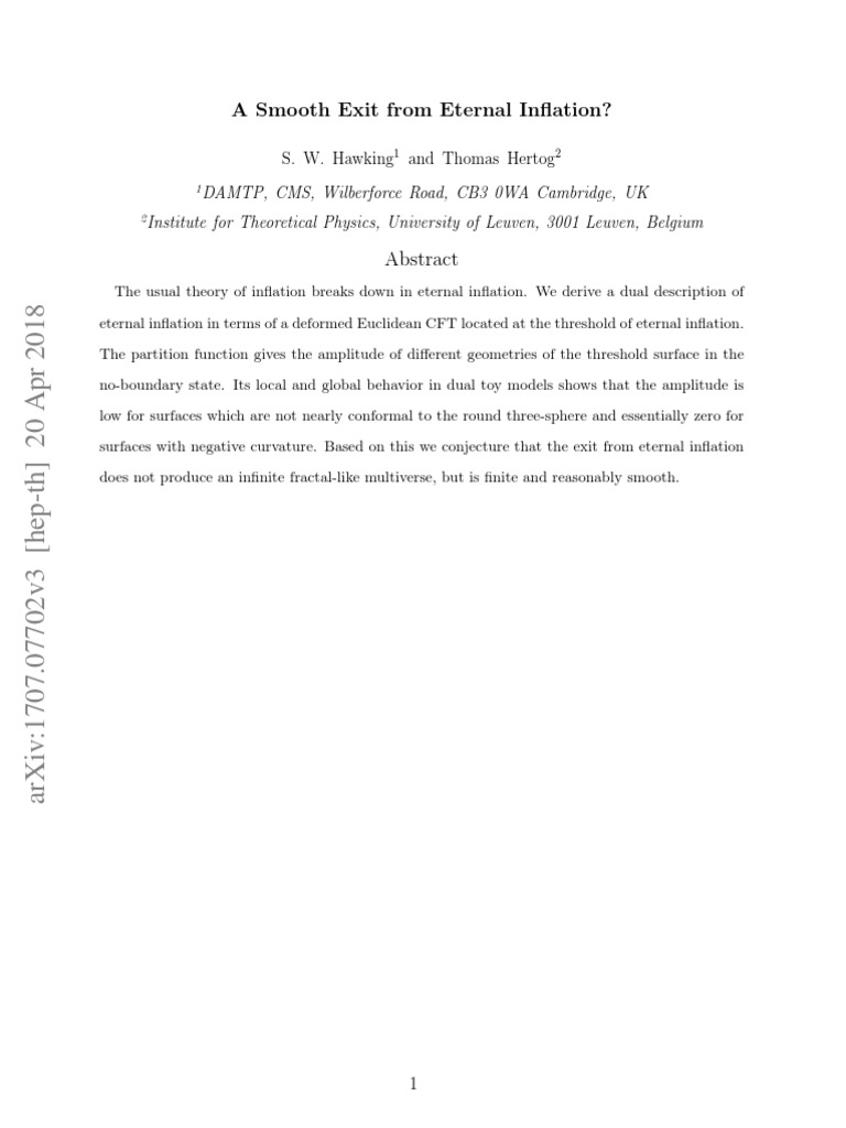 Read Stephen Hawking's Final Theory On The Big Bang | PDF | Inflation ...