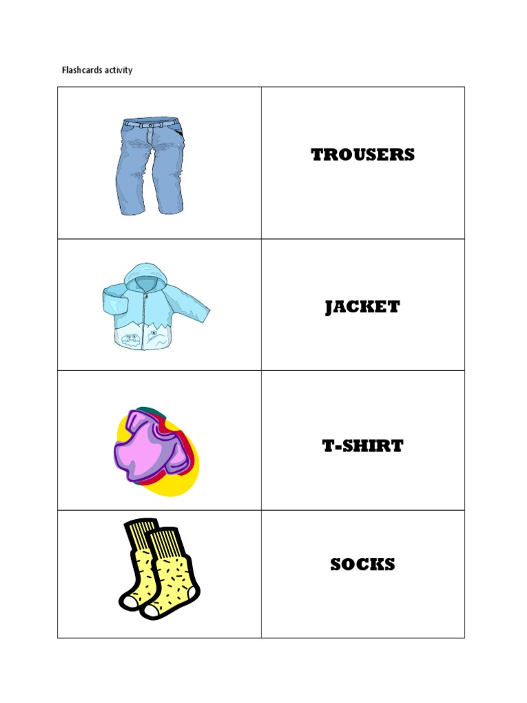 Trousers: Flashcards Activity | PDF