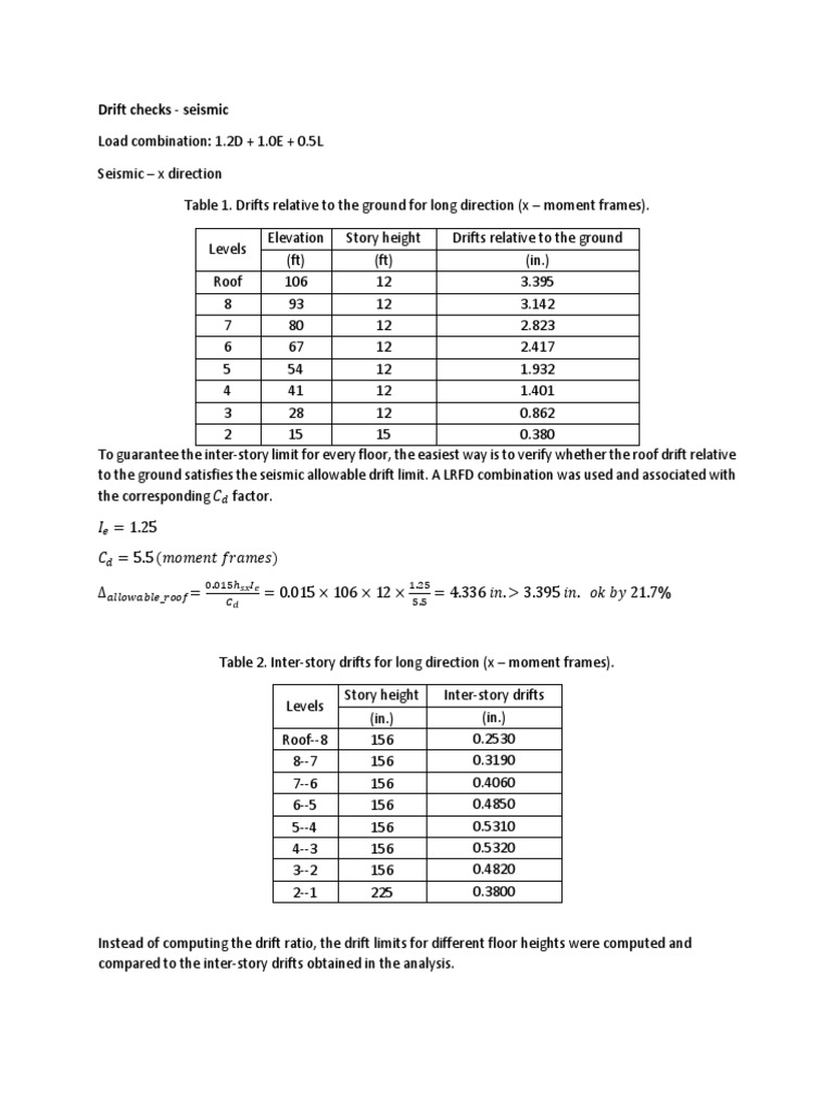 Drift Checks - Seismic | PDF | Teaching Mathematics