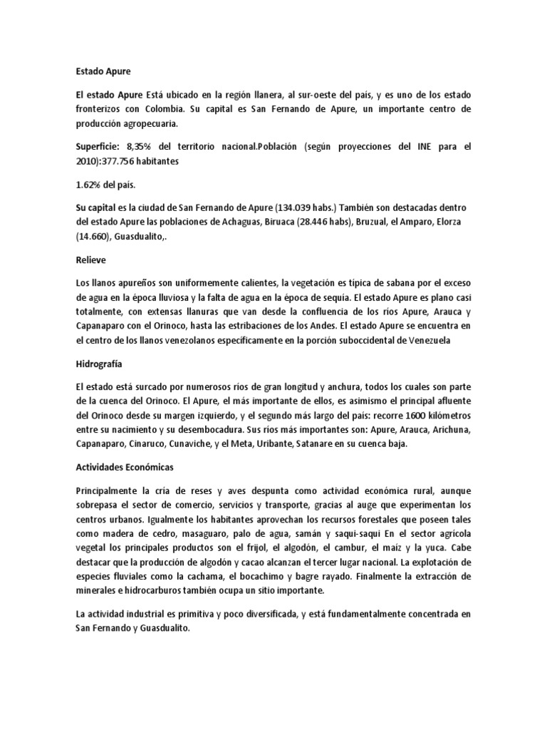 Descubre el Estado Apure en Venezuela | PDF | Ocio | Entretenimiento ...