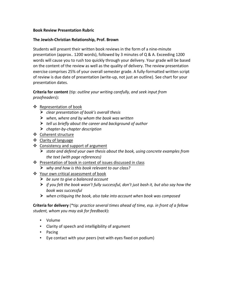 JCR Book Review Presentation Prompt | PDF