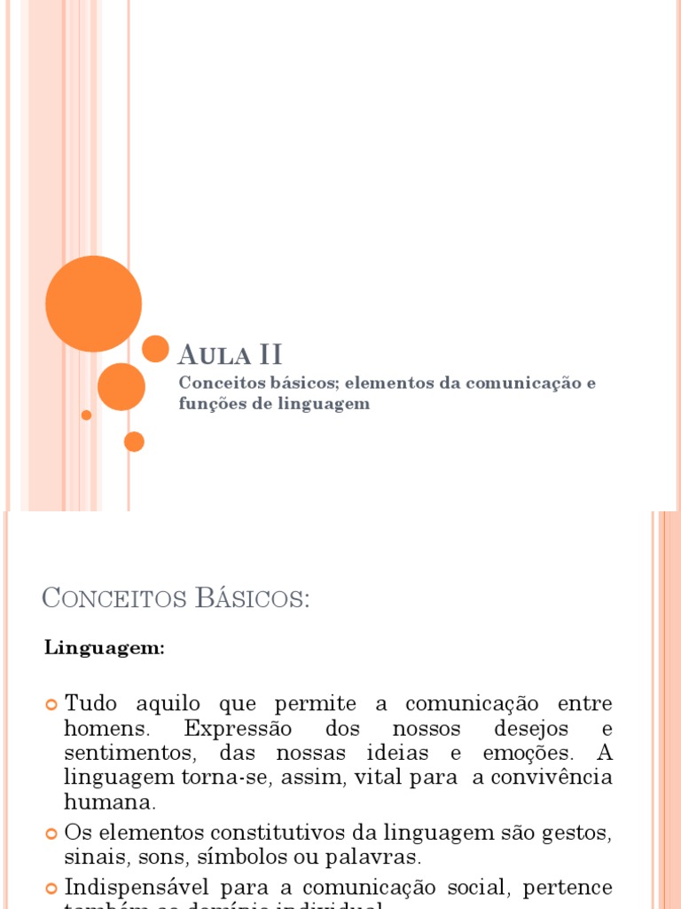 Aula I Conceitos De Linguagem Pdf Pronome Comunicação