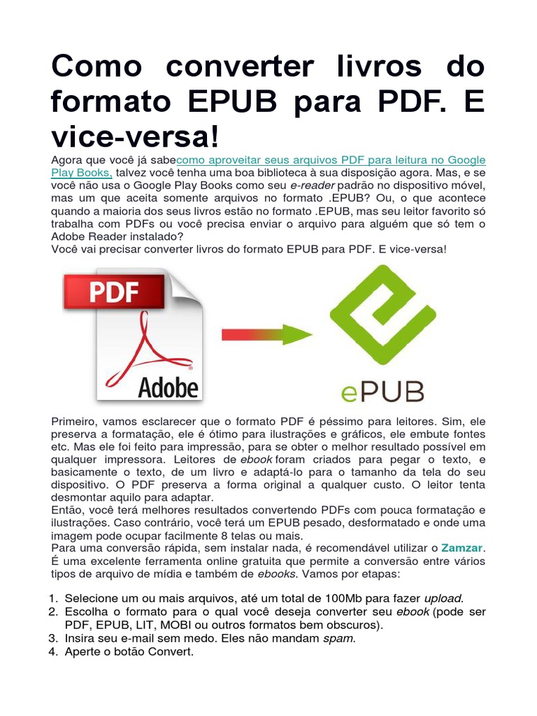 Como Converter Livros Do Formato EPUB Para PDF | E-books | Formato de ...