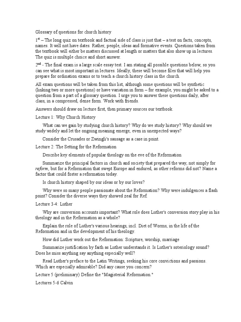 16 Glossary For Church History | PDF | John Calvin | Calvinism