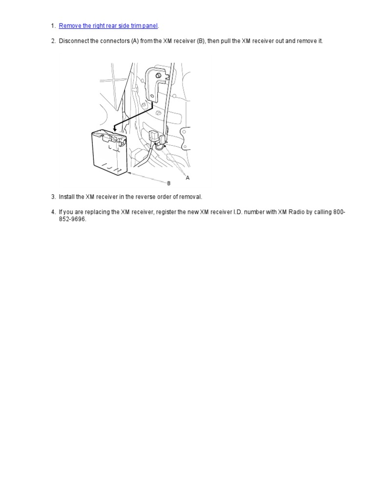 XM Receiver Removal-Installation | PDF