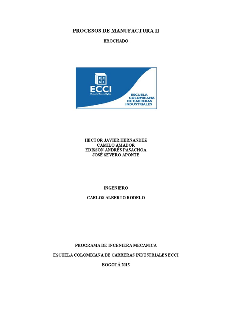 Proceso de Brochado en Mecanizado | PDF | Mecanizado | Industrias