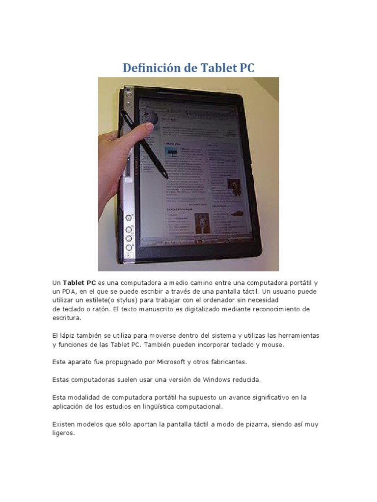 Definición de Tablet PC | PDF | Protocolos de red | Estándares informáticos