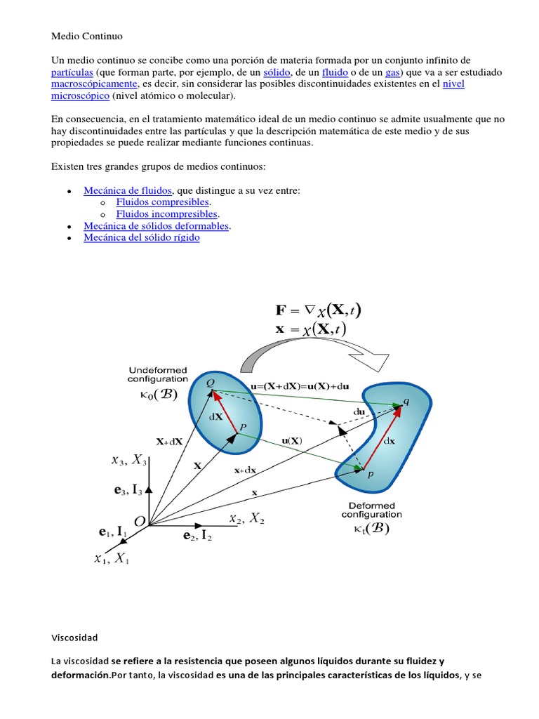Medio Continuo | PDF | Mecánica de Medios Continuos | Viscosidad