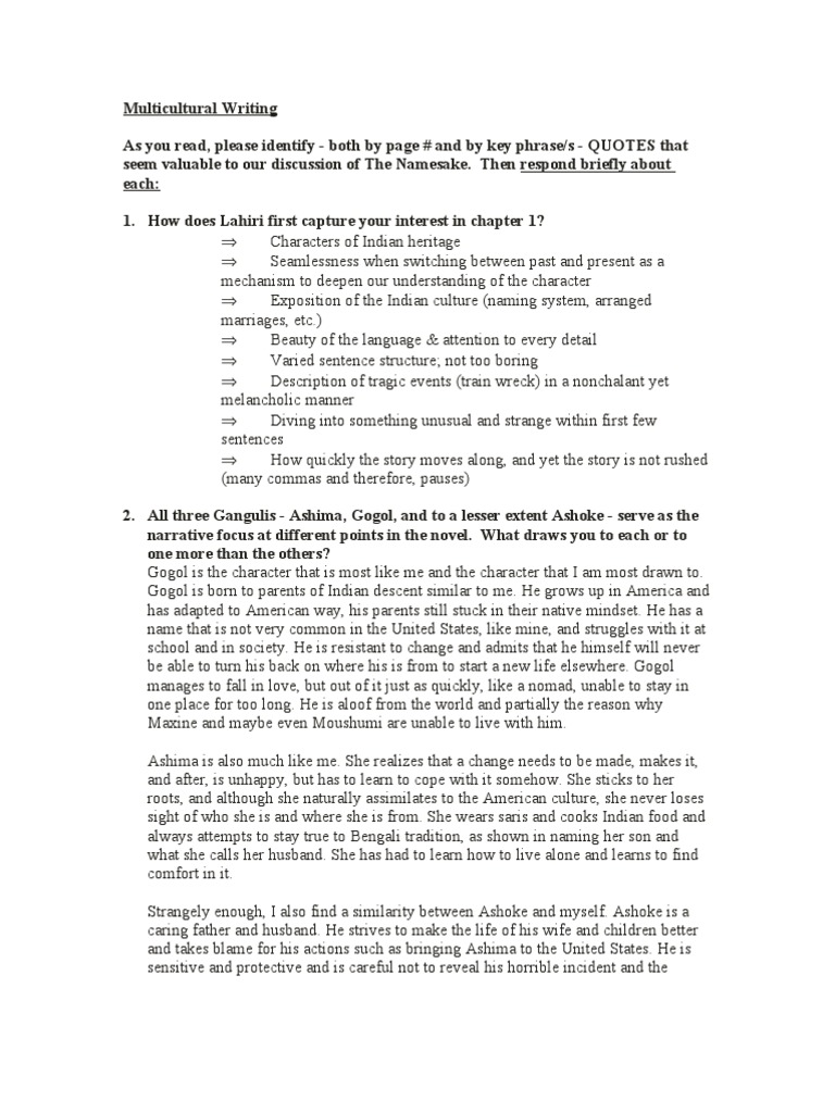 The Namesake Questions | PDF