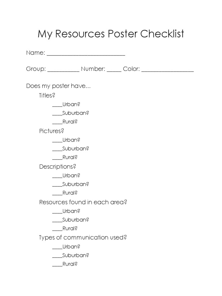 Resources Poster Checklist | PDF