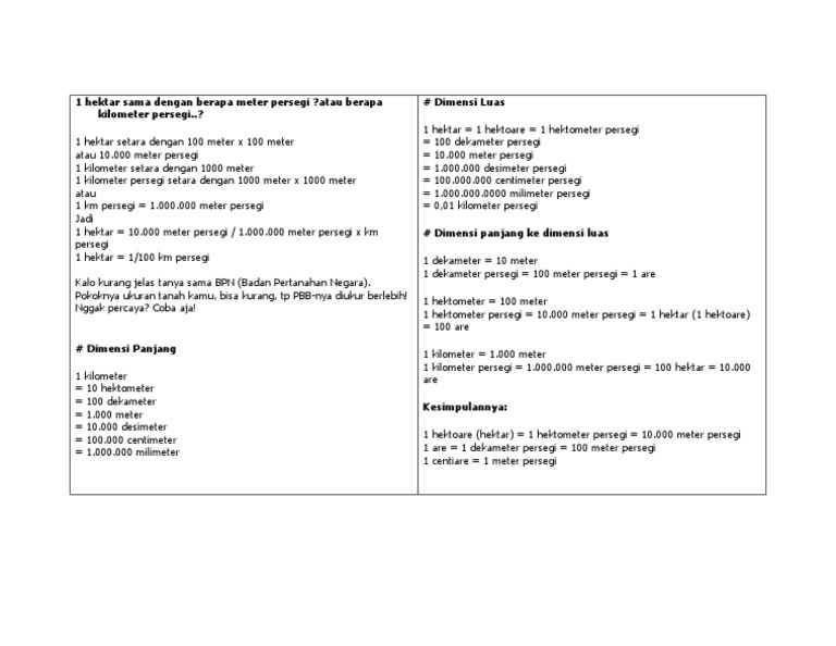 Modul - Perhitungan Hektar-Meter Persegi | PDF