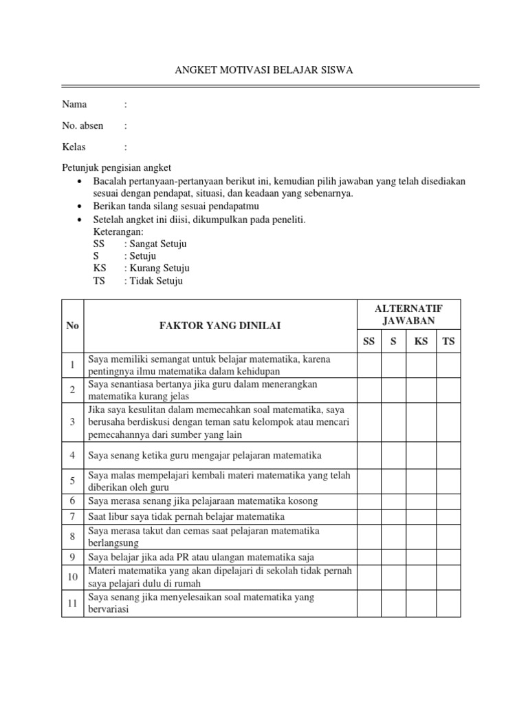 Angket Baru 25 Butir | PDF